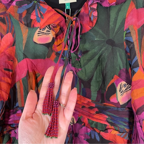 FARM Rio | Dresses | Nwt Farm Rio Bird Flowers Tiered Maxi Dress Jungle ...